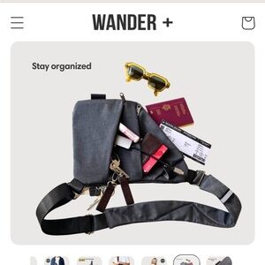 Wander | Bags | New Wanderplus Charcoal Slim Crossbody Antitheft Travel ...